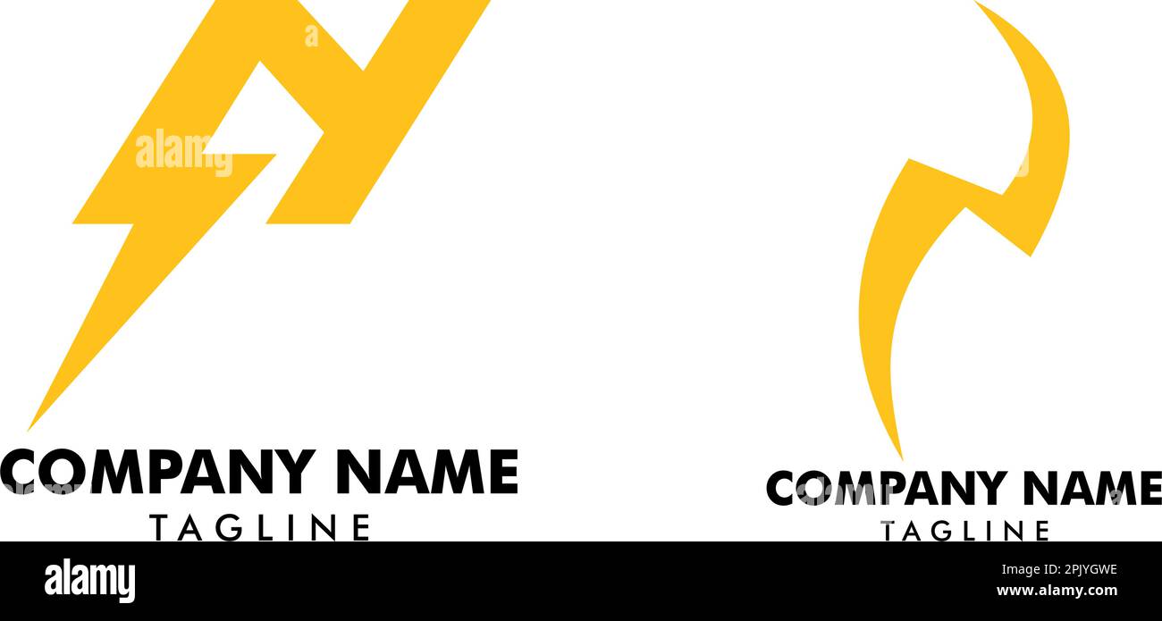 Set of Letter N thunder bolt design logo Stock Vector Image & Art - Alamy