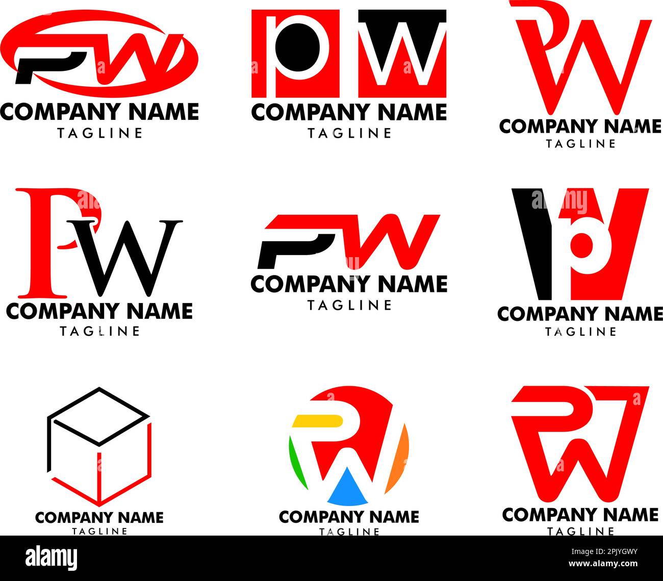 Set of Initial Letter PW Logo Template Design Stock Vector Image & Art ...