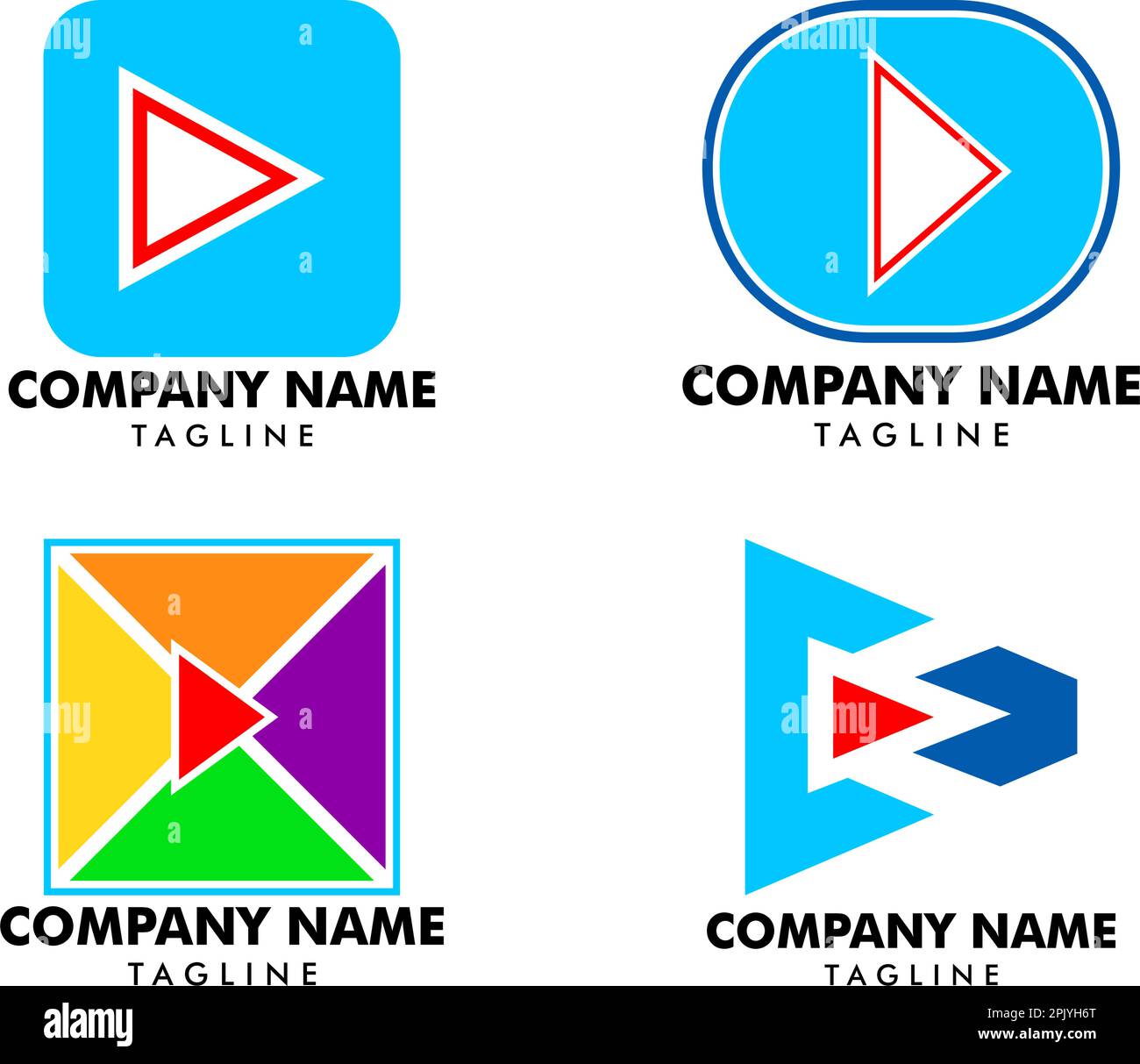 Set of Play media sign logo icon vector template Stock Vector Image ...