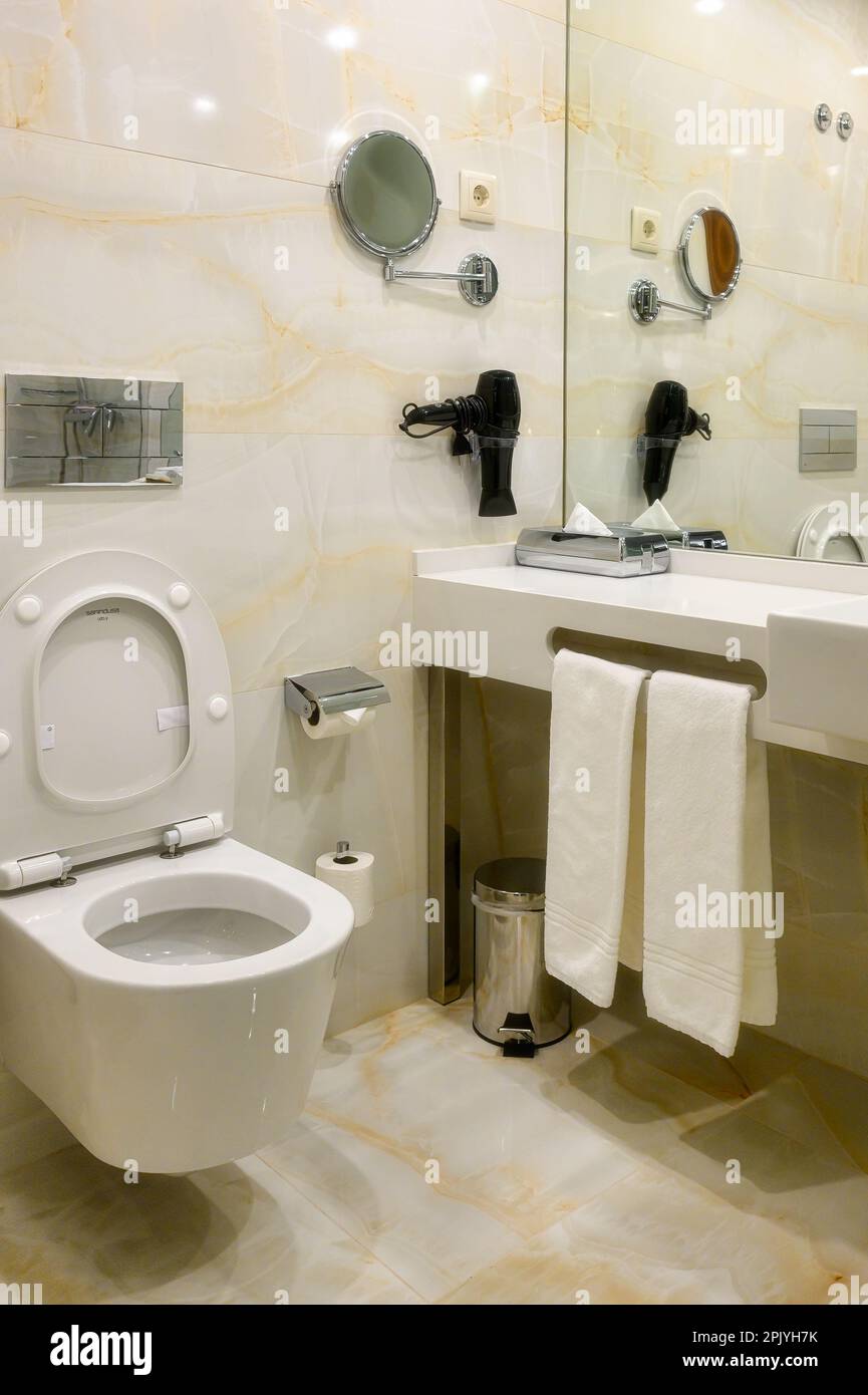 Interior architecture design of the bathroom inside a standard room ...