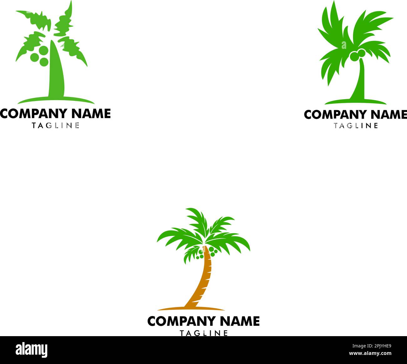 Set of Palm Coconut Tree Icon Logo Template Design Stock Vector Image ...