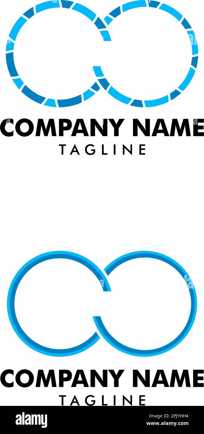 Set of Two Circle Rings locked Logo design vector template Stock Vector ...