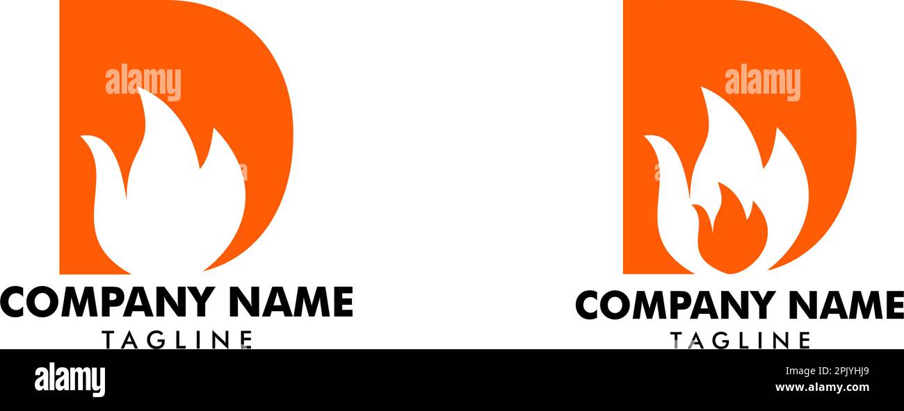 Set of Letter D with Flame Fire Vector Logo Design Stock Vector Image ...