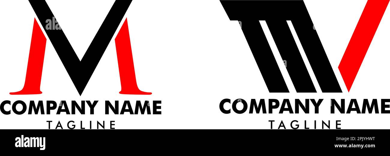 Set of Initial Letter MV Logo Template Design Stock Vector Image & Art ...