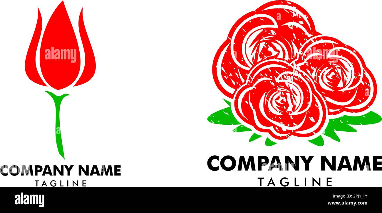 Set of Red rose logo template Vector illustration Stock Vector Image ...