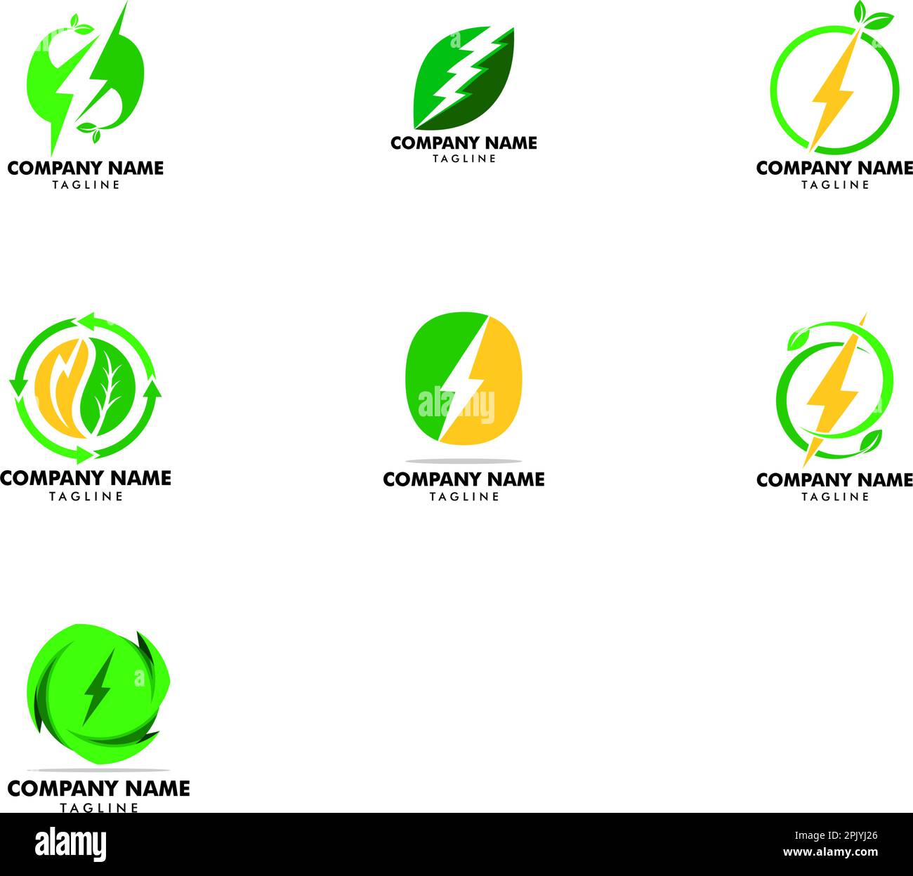 Set of Green Power Energy Logo Design Element Stock Vector Image & Art ...