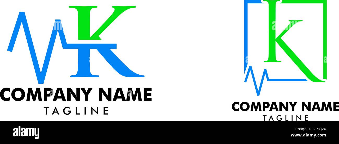 Set of K Health Pulse Letter Logo Template Design Vector Stock Vector ...