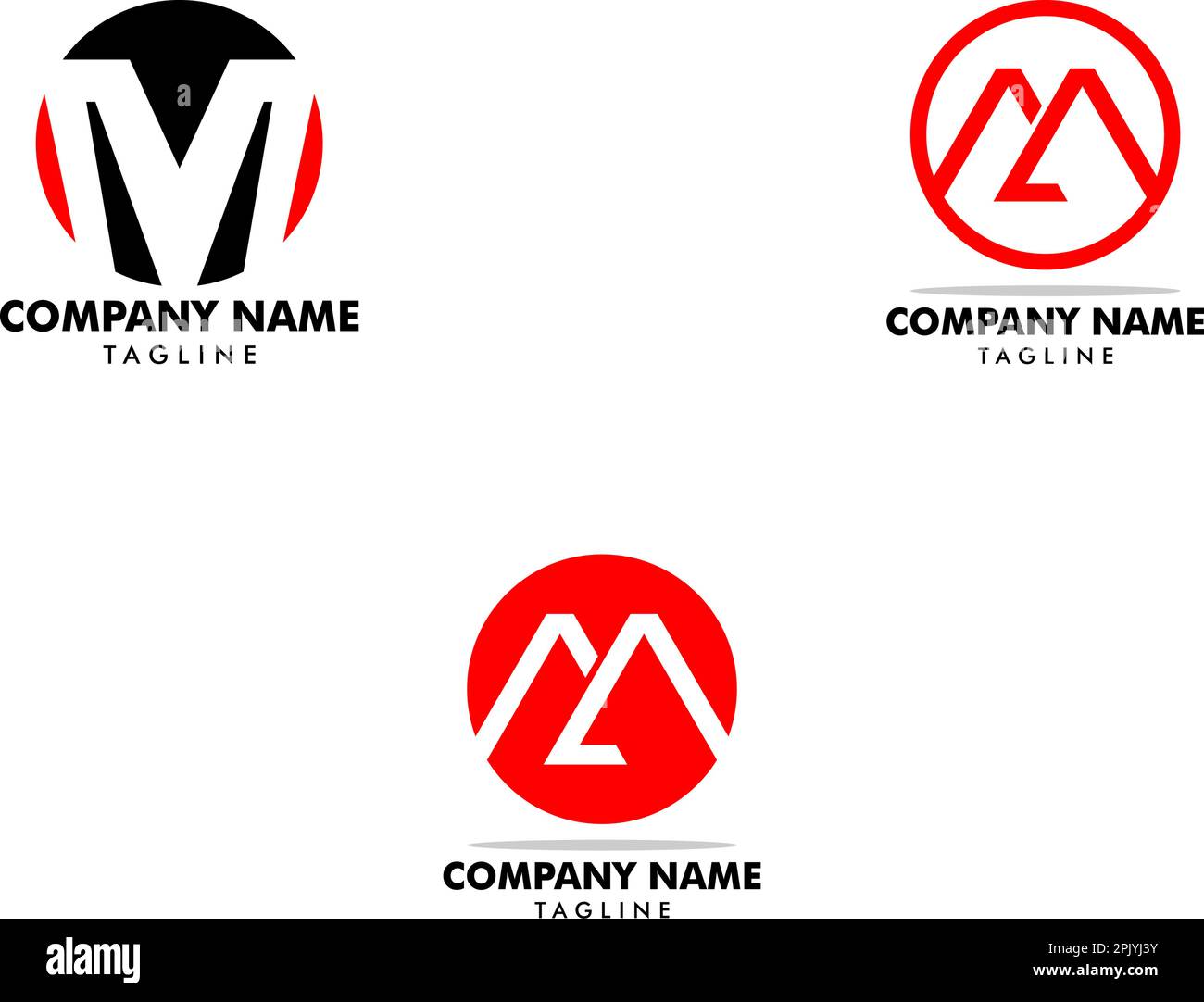 Set of Letter M Circle Initial Logo Design Template Element Stock ...