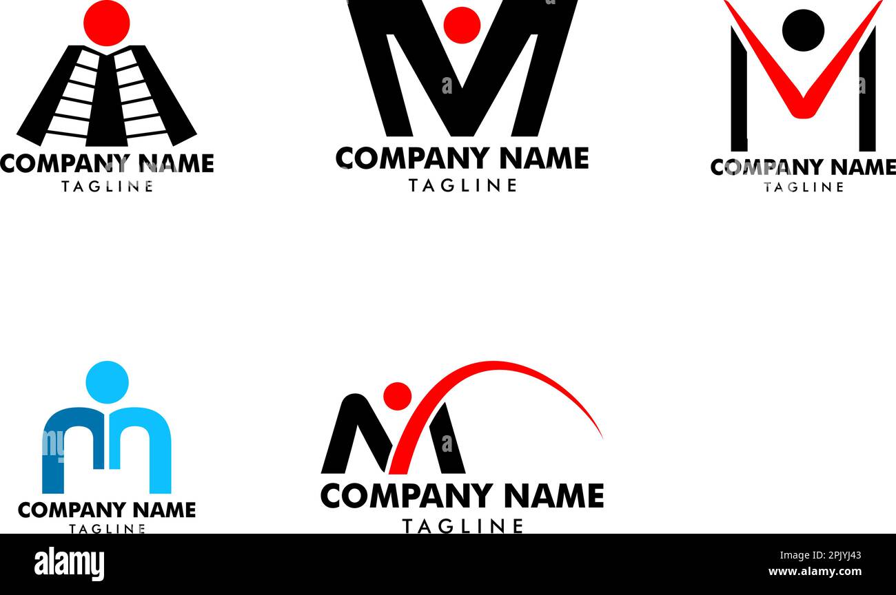 Set of Letter M People Logo Design Inspiration Stock Vector Image & Art ...