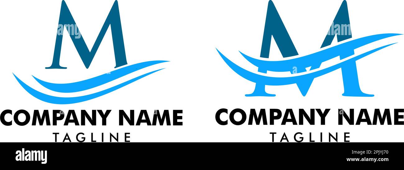 Set of Initial Letter M Logo With Ocean Waves Stock Vector Image & Art ...