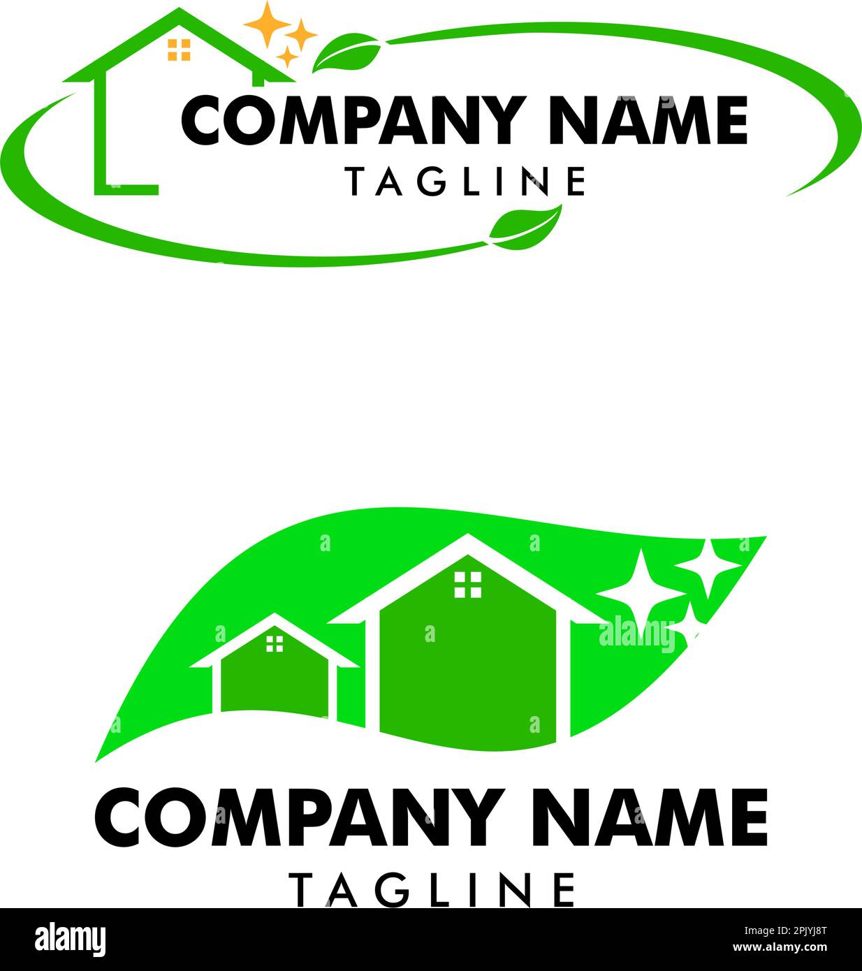 Set of Clean House logo designs with Nature leaf, Cleaning Service logo ...