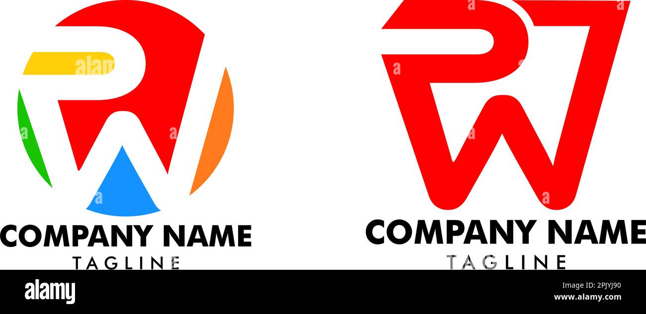 Set of Initial Letter PW Logo Template Design Stock Vector Image & Art ...