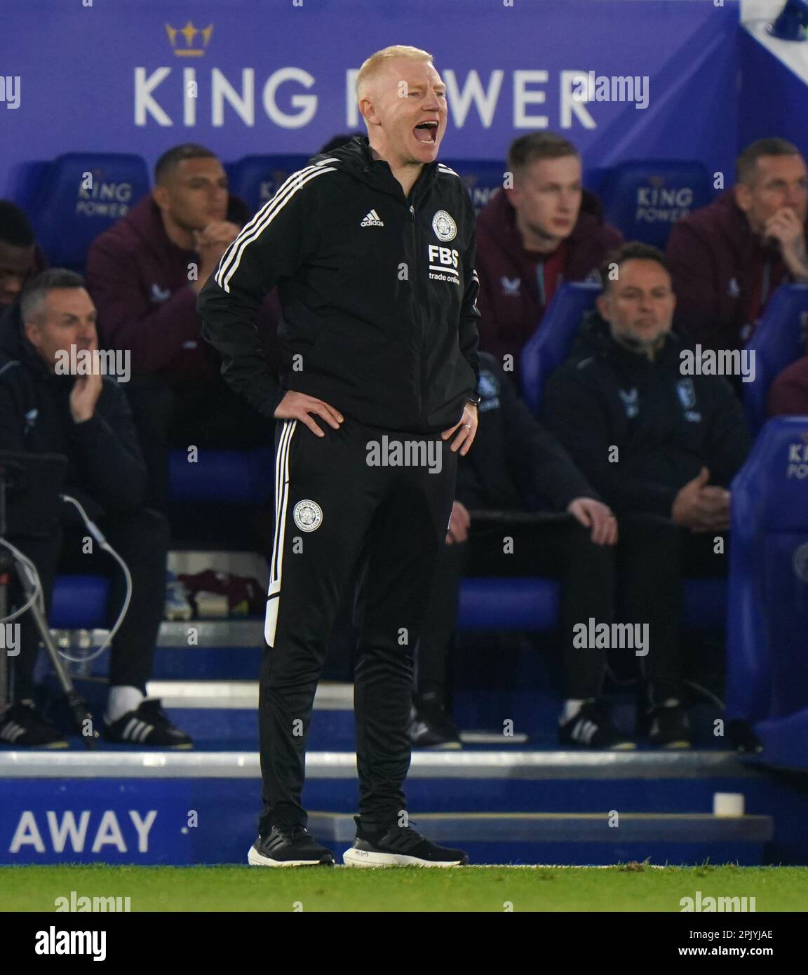Leicester City caretaker manager Adam Sadler gestures on the touchline ...