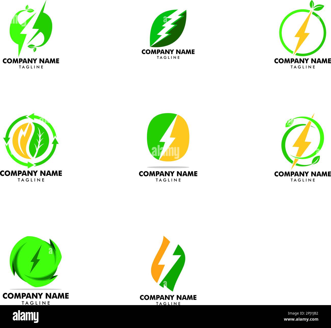 Set of Green Power Energy Logo Design Element Stock Vector Image & Art ...