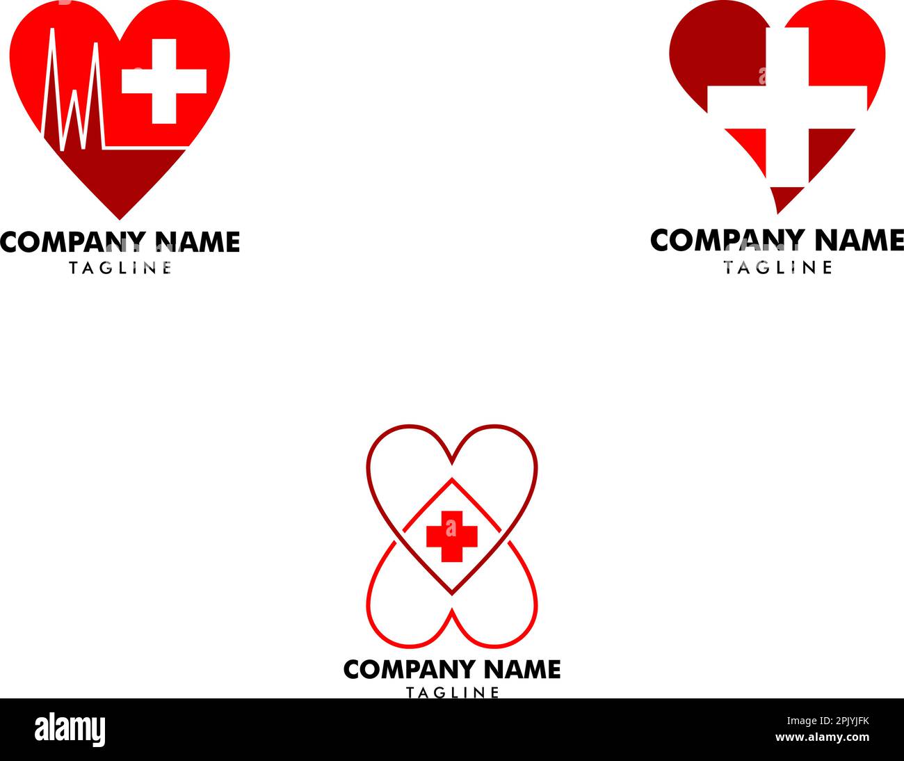 Set of Cross plus heart medical logo icon design template elements ...
