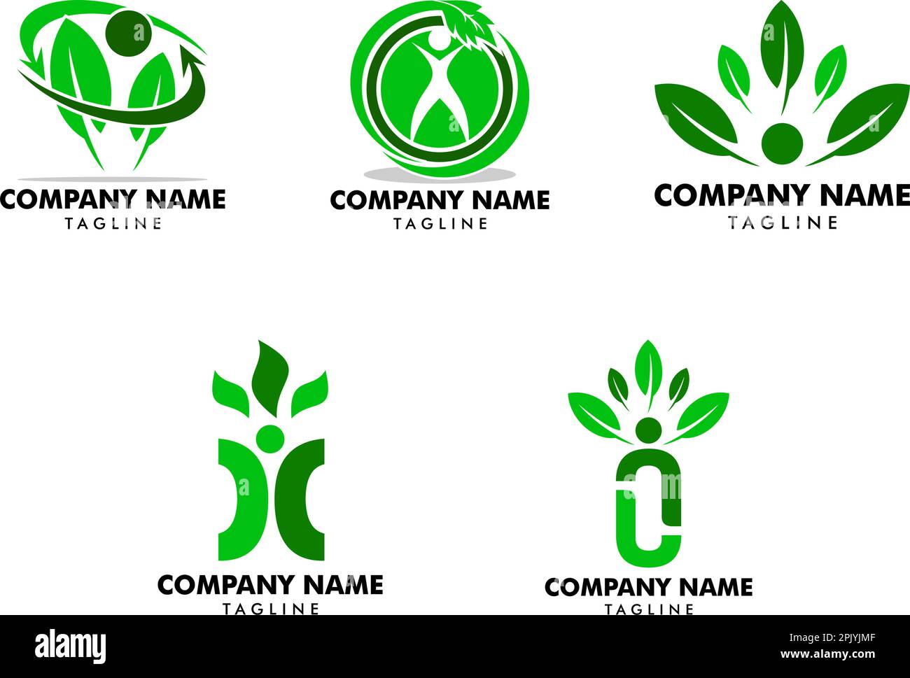 Set of Human Leaf Logo Template Stock Vector Image & Art - Alamy
