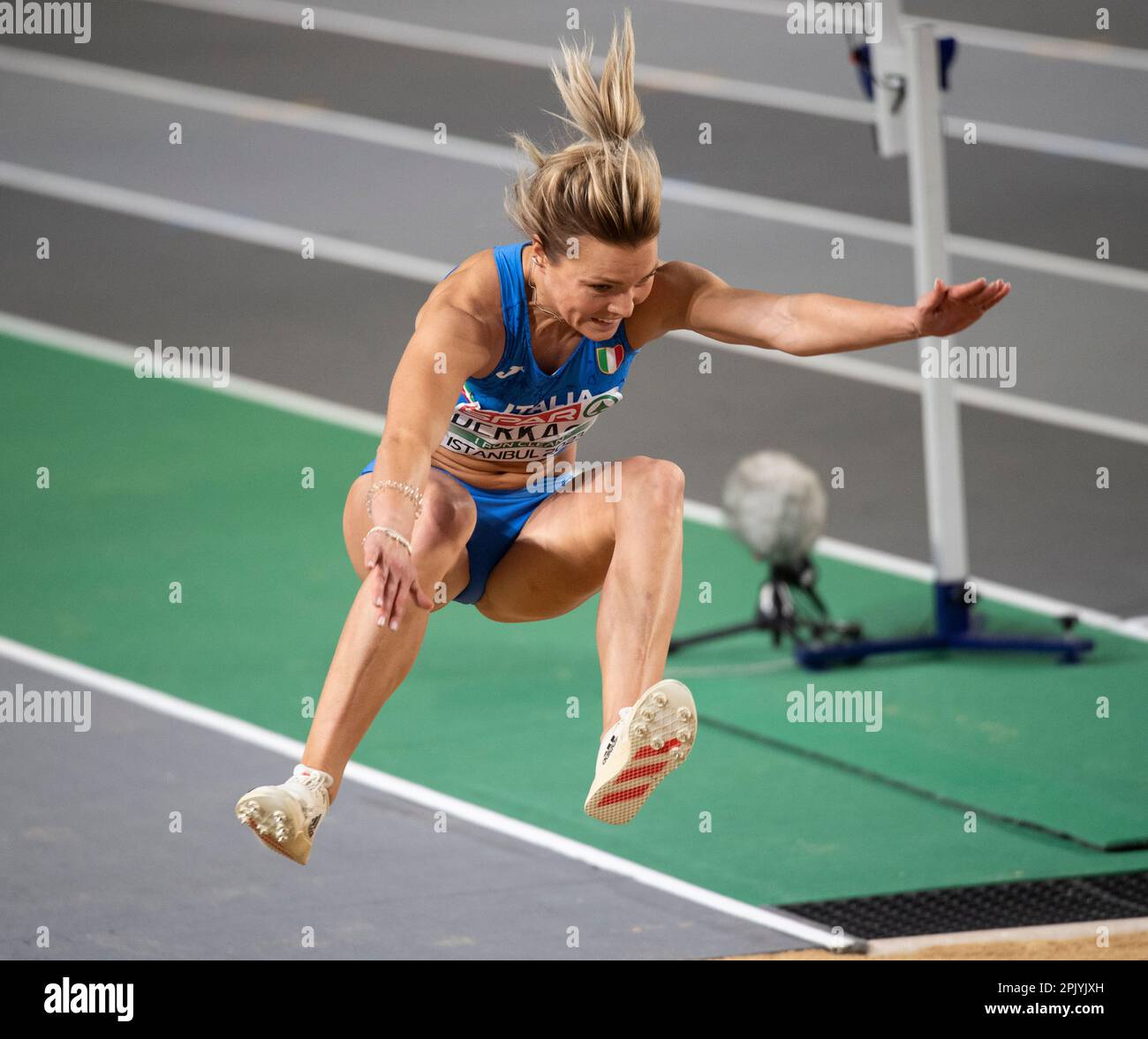 Dariya Derkach of Italy competing in the women’s triple jump final at ...