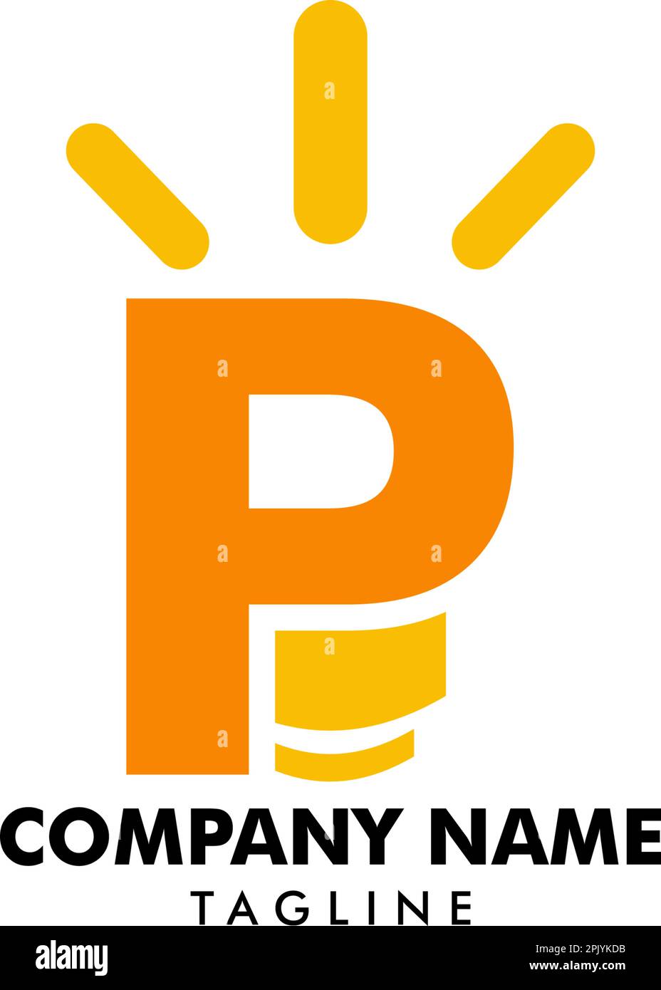 P Letter With Bulb Lamp Vector Logo Template Stock Vector Image & Art ...