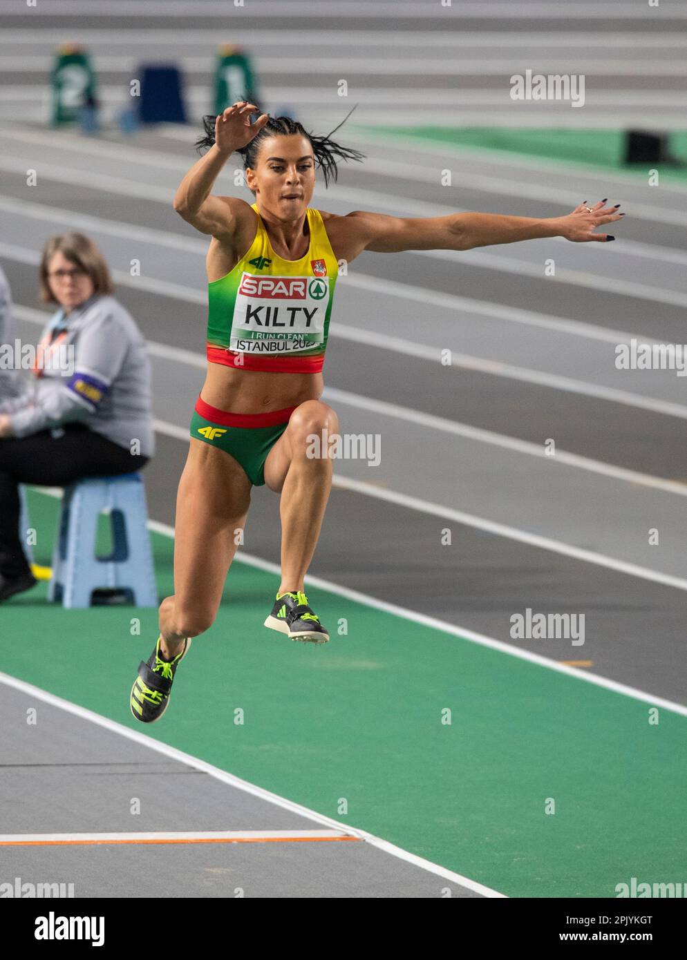 Dovilė Kilty of Latvia competing in the women’s triple jump final at ...