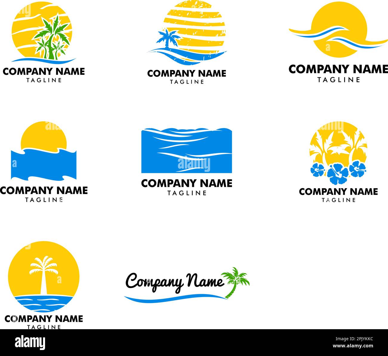 Set of Beach icon logo element illustration Stock Vector Image & Art ...