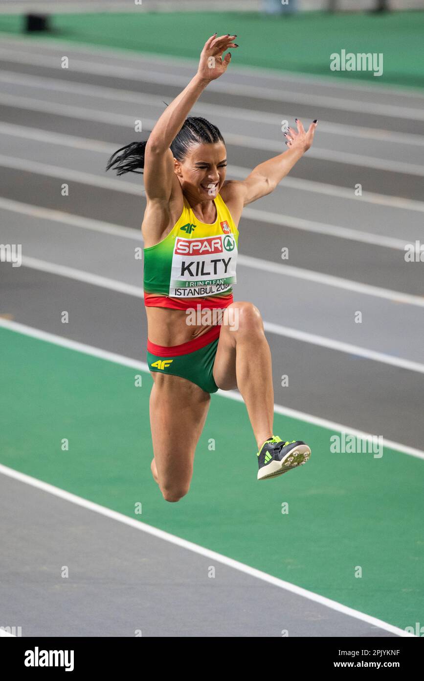 Dovilė Kilty of Latvia competing in the women’s triple jump final at ...