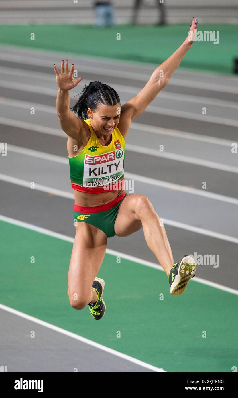 Dovilė Kilty of Latvia competing in the women’s triple jump final at ...