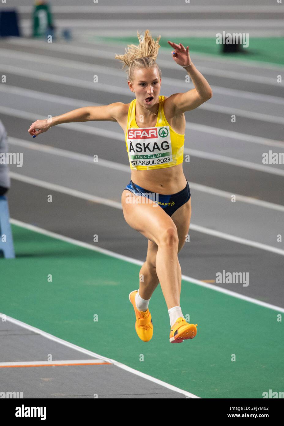 Maja Åskag of Sweden competing in the women’s triple jump final at the ...