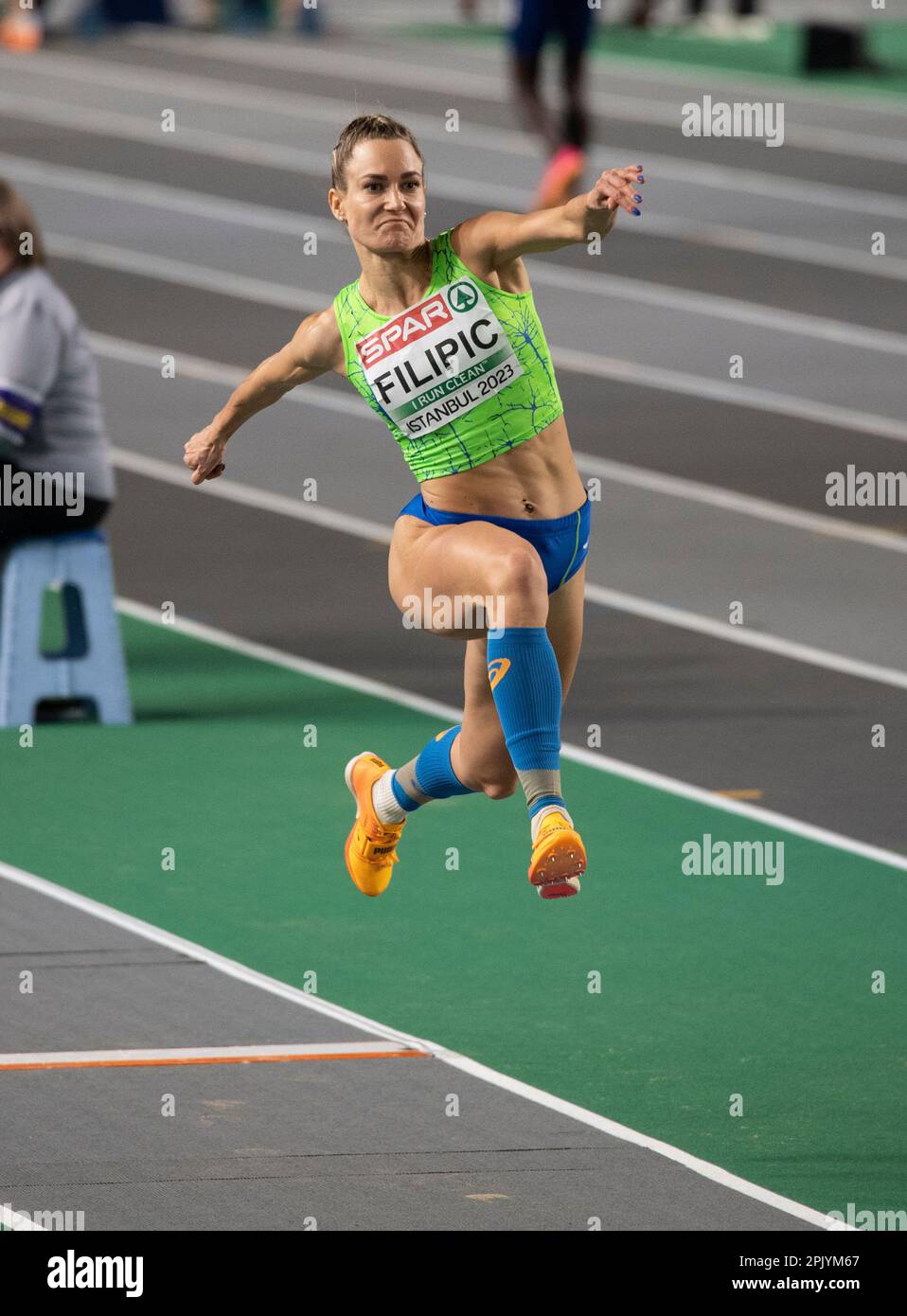 Neja Filipič of Slovenia competing in the women’s triple jump final at ...