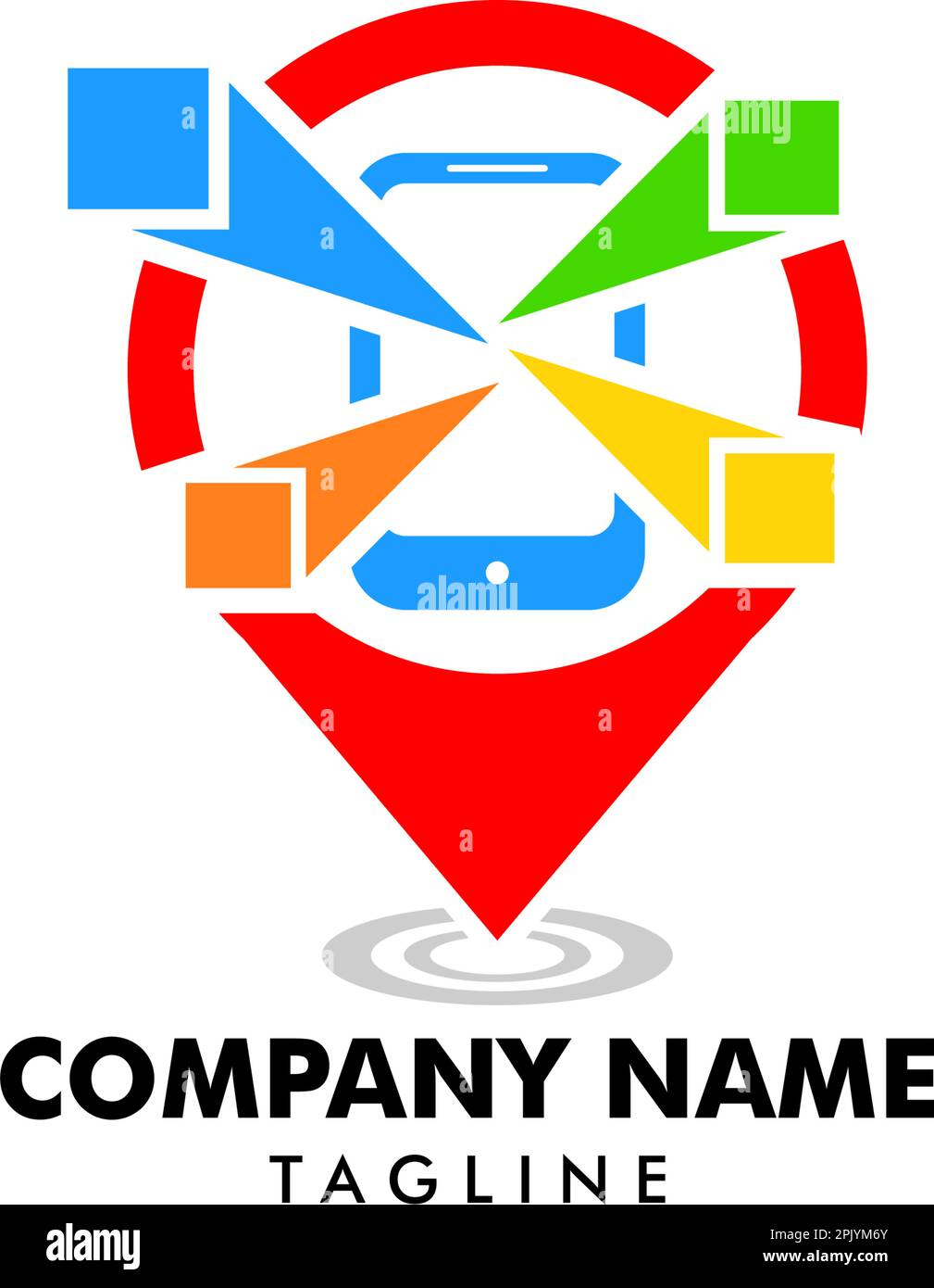 Mobile phone location vector logo template concept illustration Stock ...