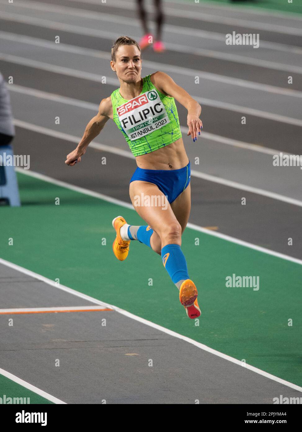 Neja Filipič of Slovenia competing in the women’s triple jump final at ...