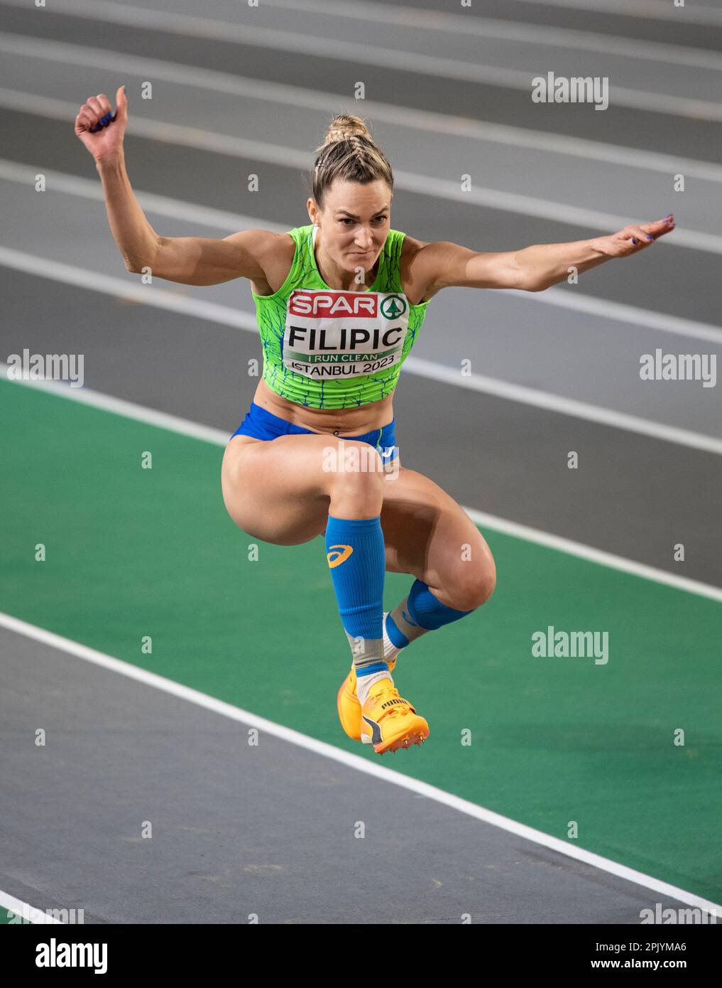 Neja Filipič of Slovenia competing in the women’s triple jump final at ...