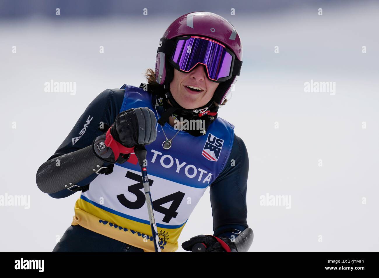 Marie-Penelope Robinson reacts after her second run in the women's ...
