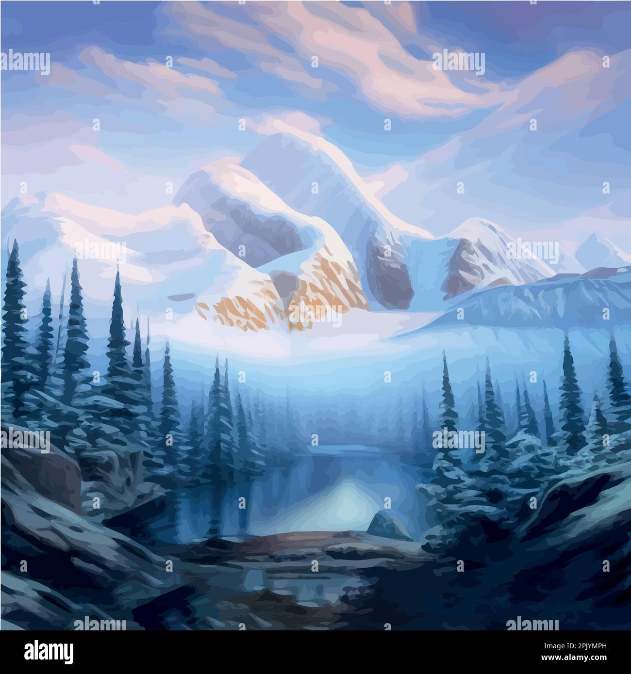 Snow capped peak beautiful sun Stock Vector Images - Alamy