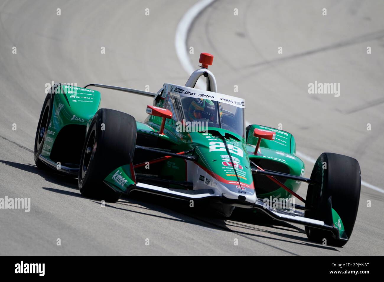 Devlin DeFrancesco (29) drives during qualifying for the IndyCar auto ...