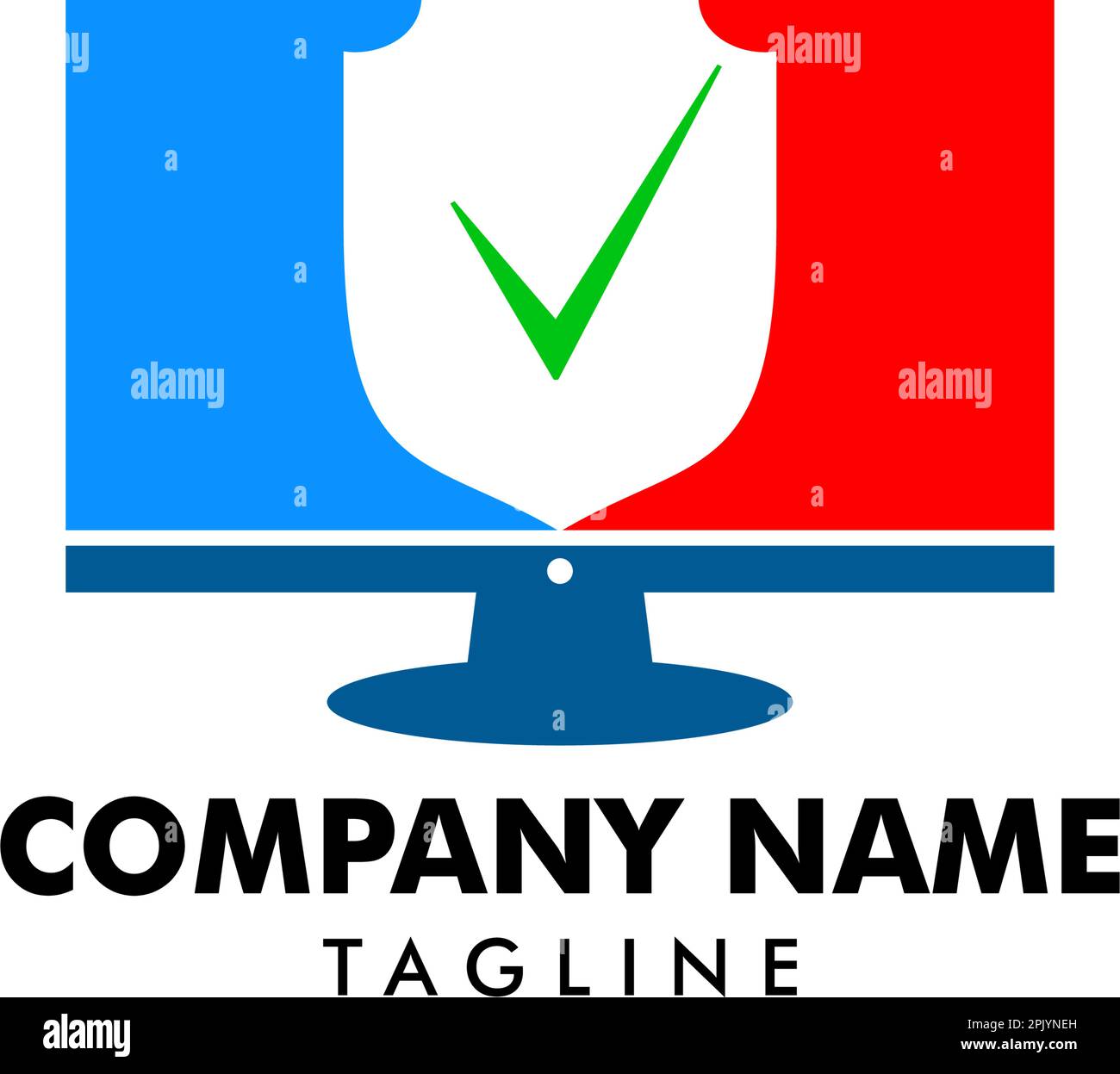 Monitor with check mark icon vector logo, Shield with check mark icon ...