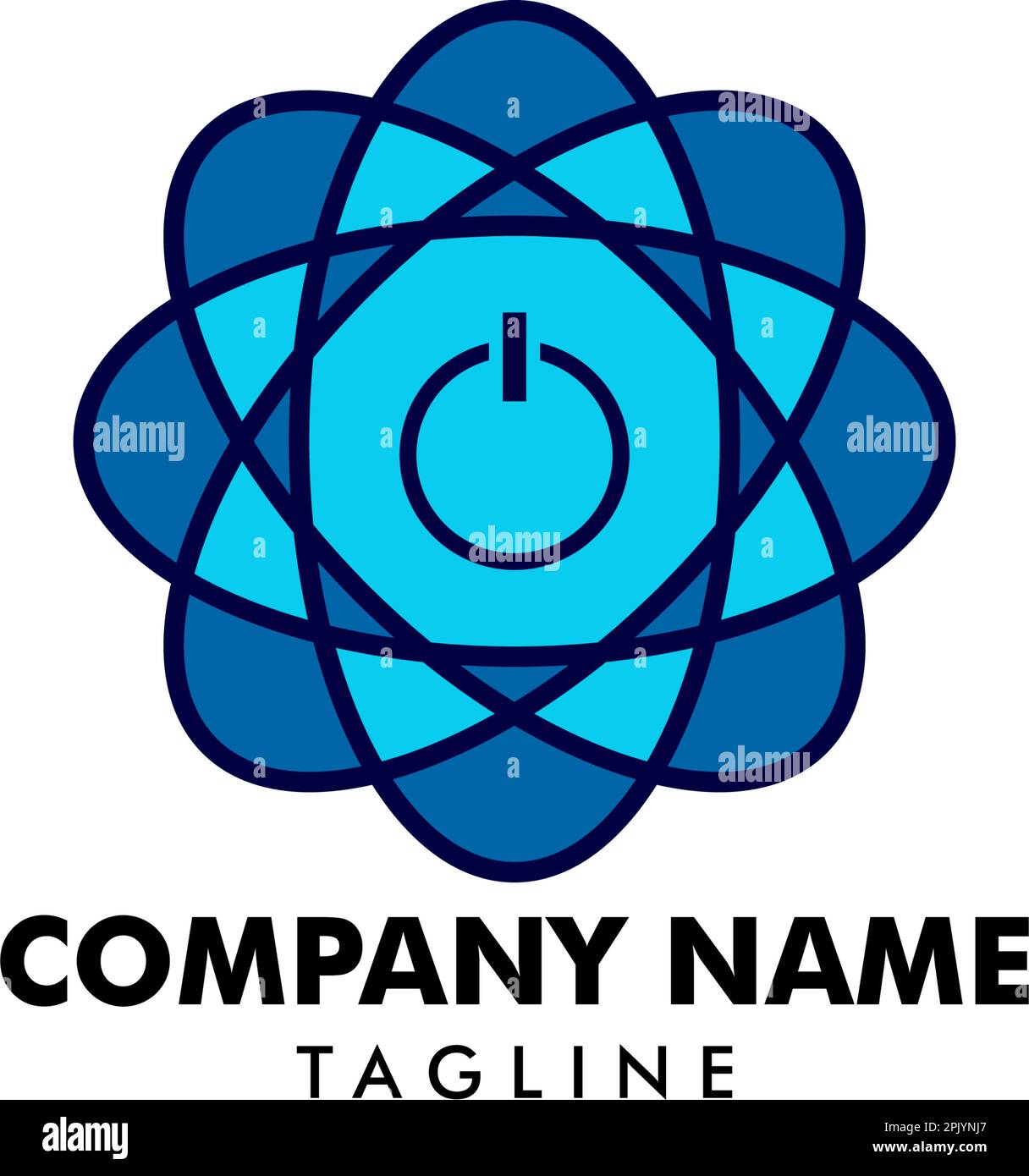 Power Button and Scientific Atom Logo Template Design Vector Stock ...