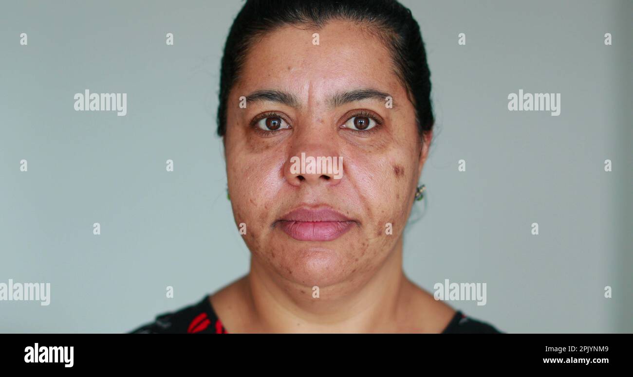 African american woman becoming serious. Black woman changing emotion ...