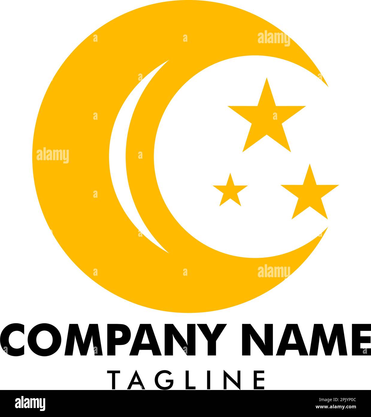 Moon With Stars Logo Design Vector Template Stock Vector Image & Art ...