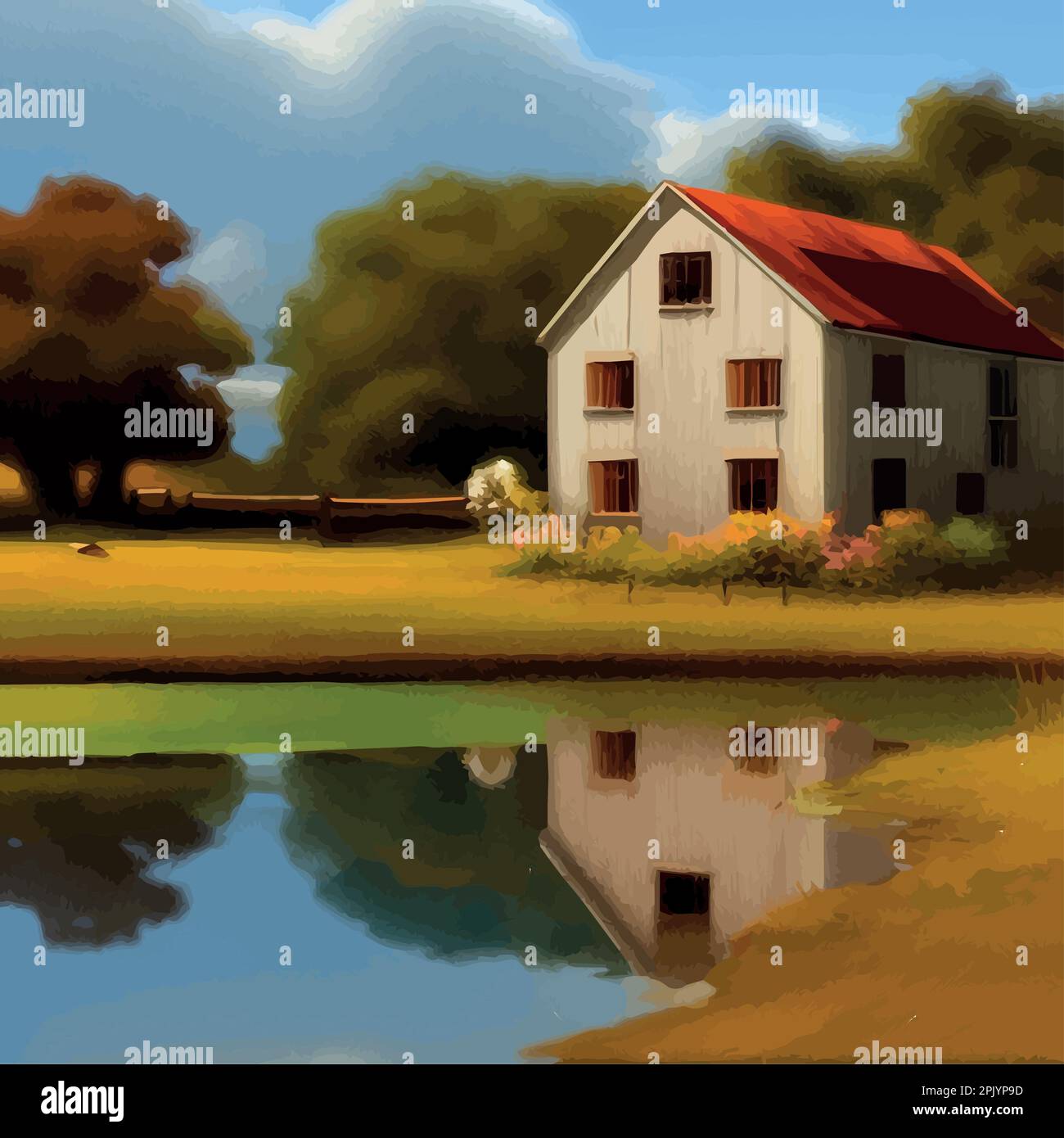 Farming lake country Stock Vector Images - Alamy