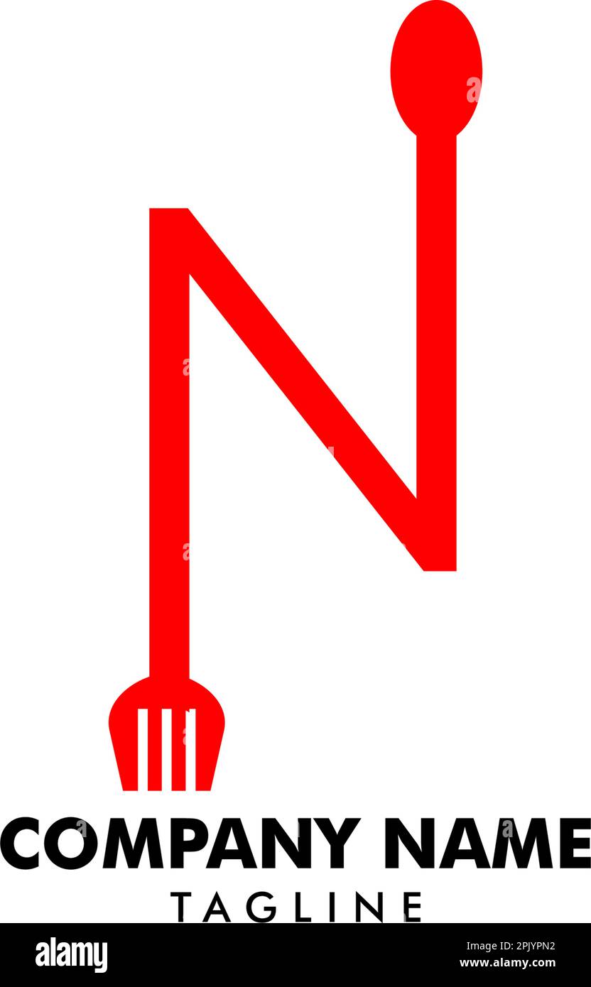 Letter N with Spoon and Fork Logo, Cutlery Logo Stock Vector Image ...