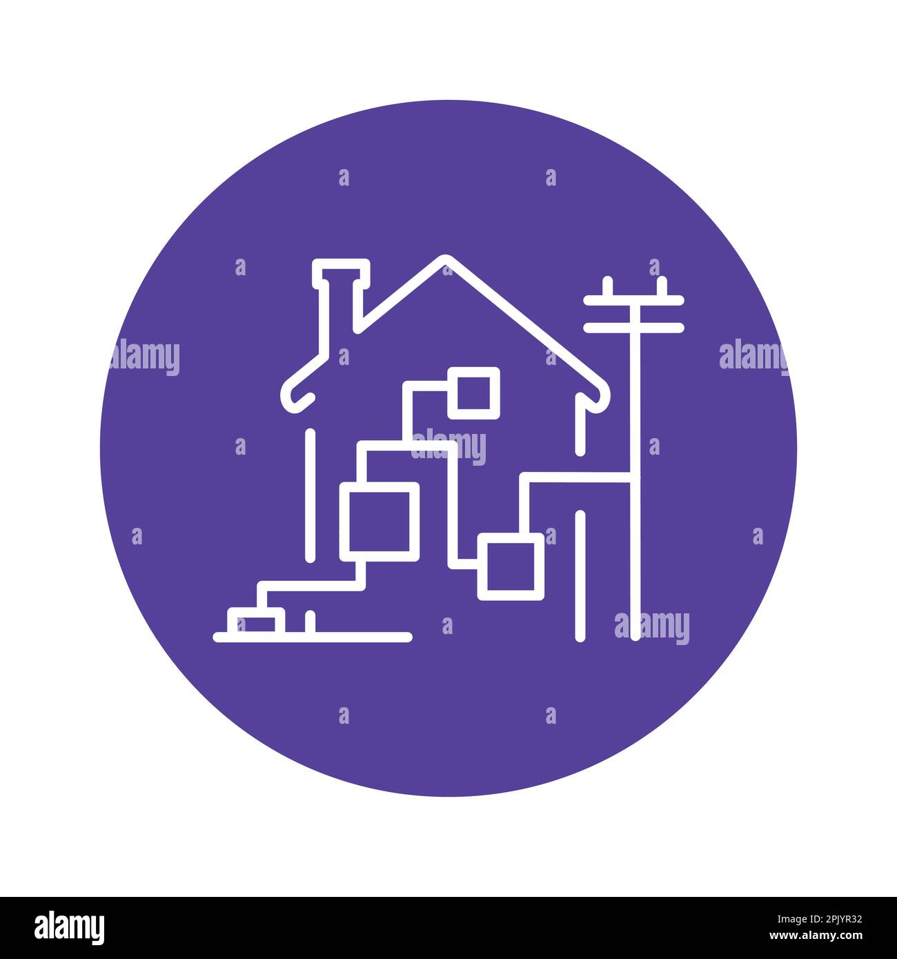 Engineering communications in private house black line icon. Building ...