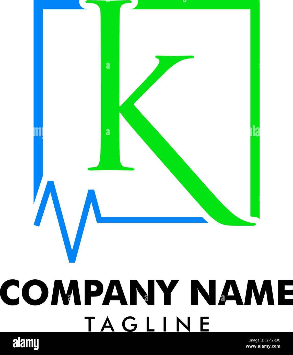 K Health Pulse Letter Logo Template Design Vector Stock Vector Image ...