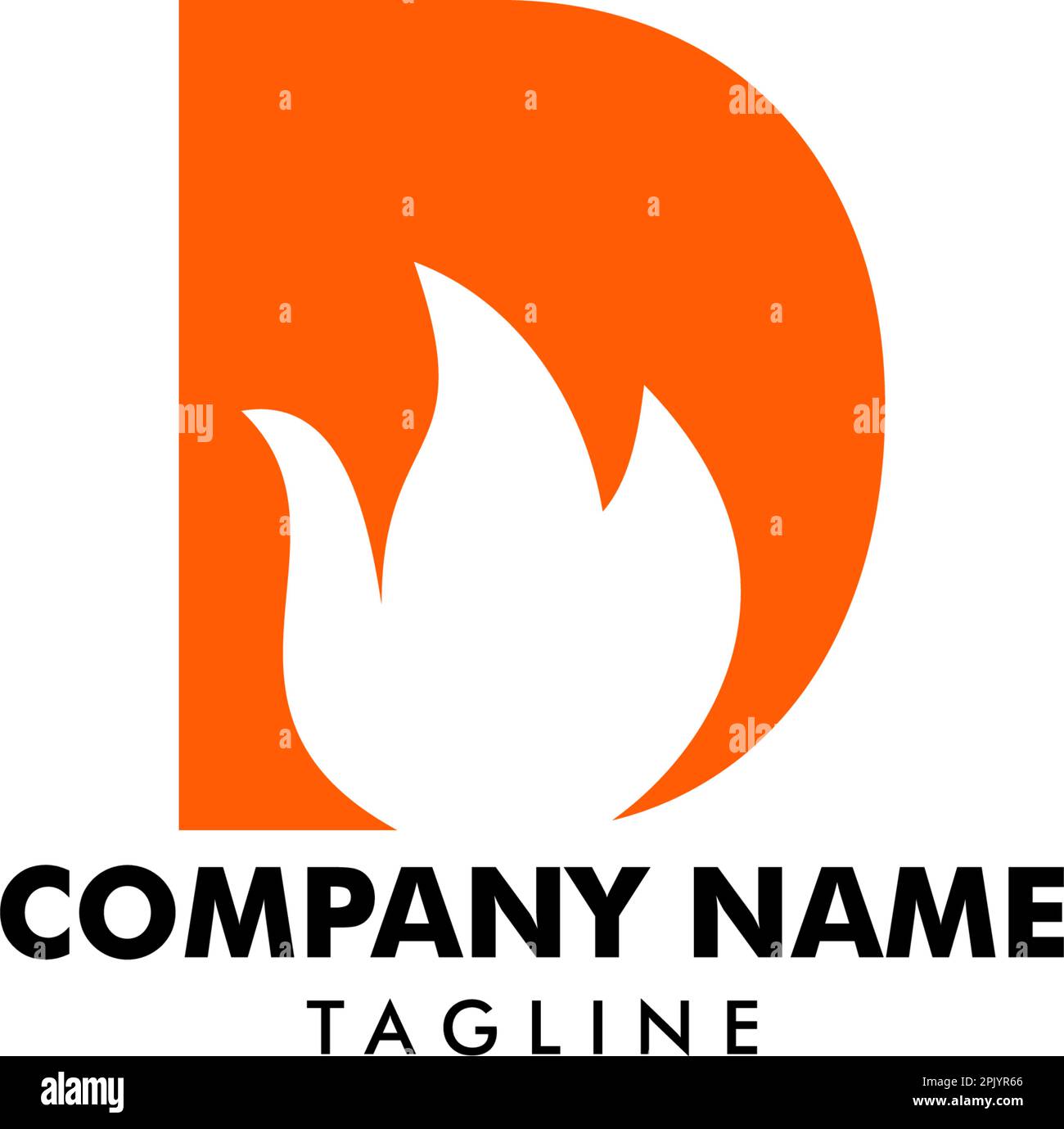 Letter D with Flame Fire Vector Logo Design Stock Vector Image & Art ...