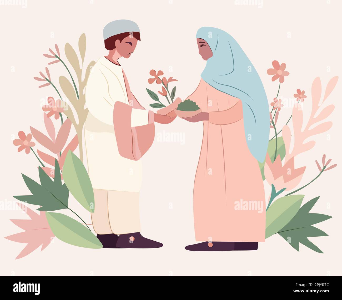A charming pastel illustration Holy Month Ramadan, Hari Raya or Eid ...