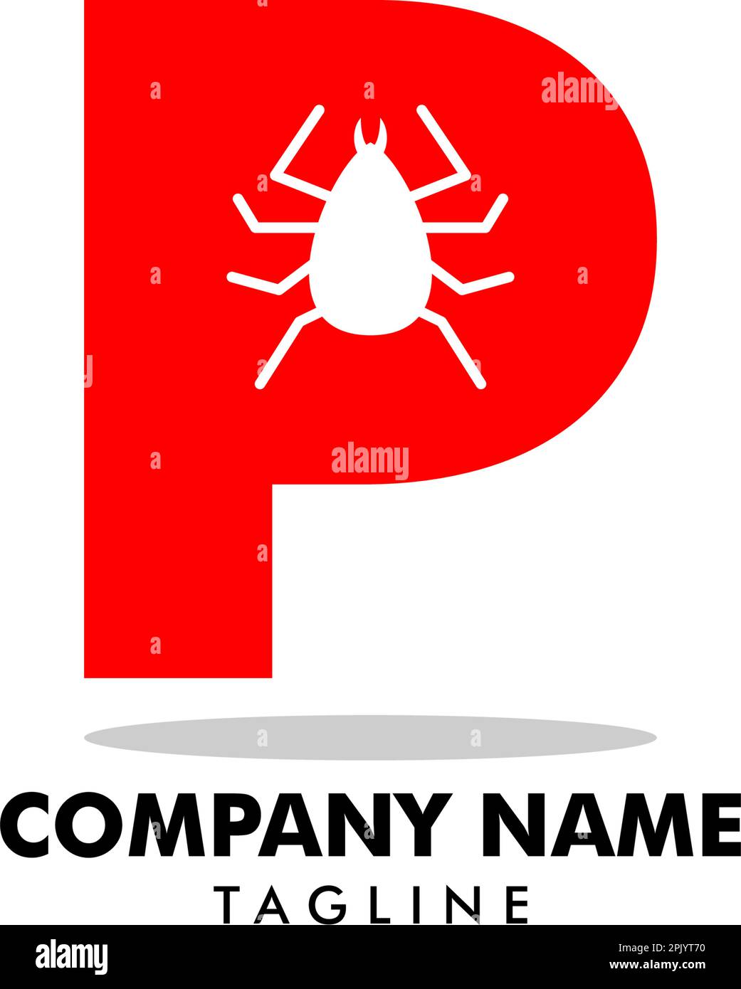 Initial Letter P with Flea Animals Design Logo Vector Stock Vector ...