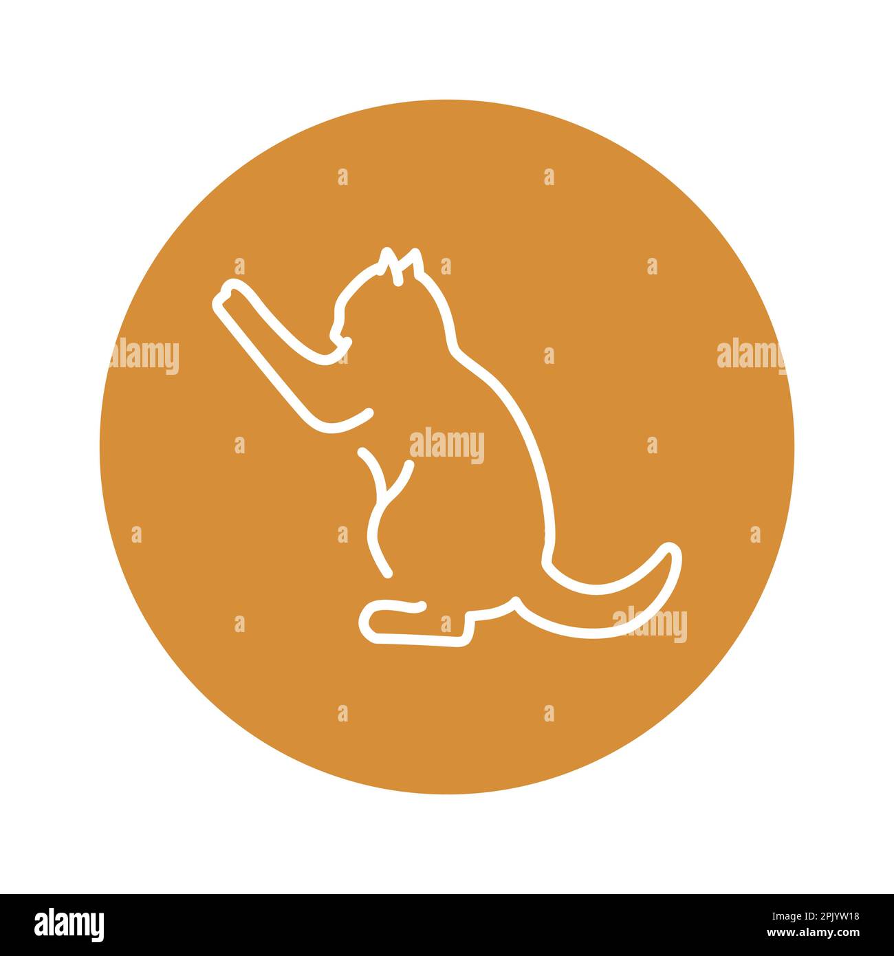 Happy cat stretches color line icon. Pictogram for web page, mobile app ...