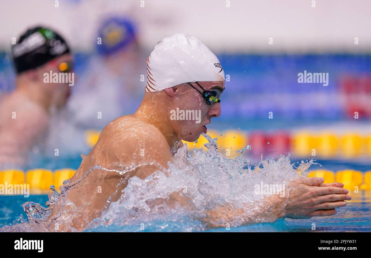 Birmingham’s Samuel Neeld competes in the Men’s 100m Paris Breaststroke ...