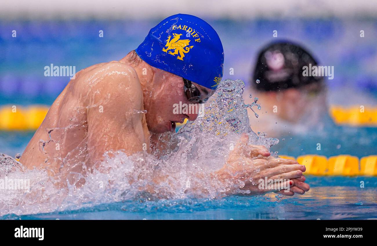 Cardiff’s Kyle Booth competes in the Men’s 100m Breaststroke Final on ...