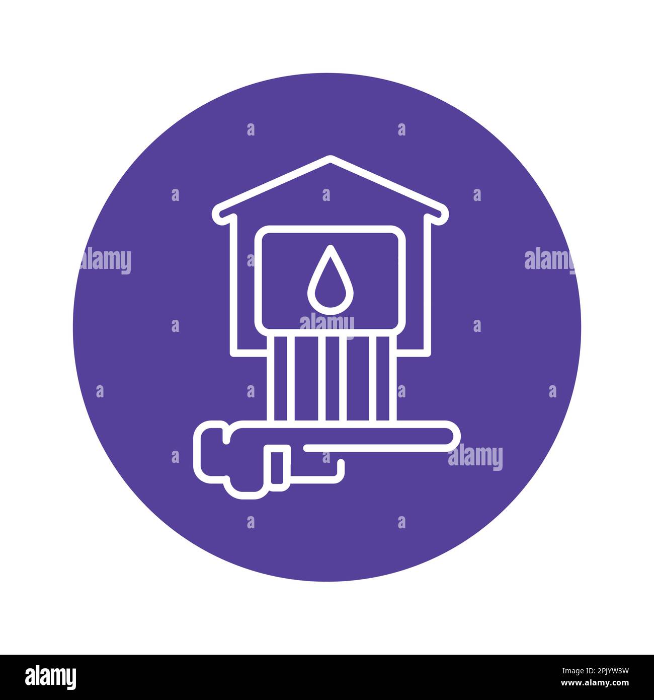 Water supply in the house black line icon. Building construction ...