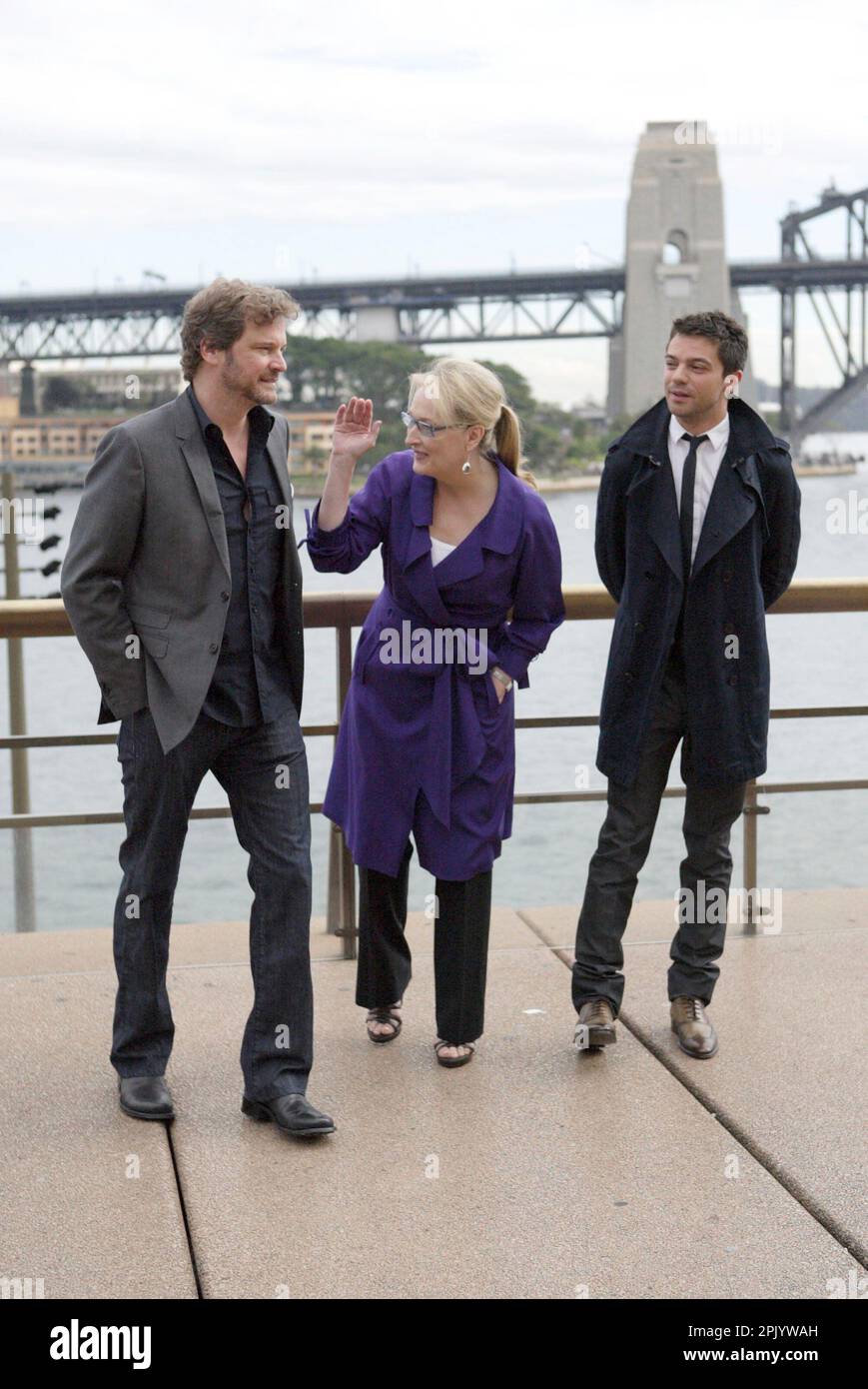 Meryl Streep, Colin Firth and Dominic Cooper hold a press conference ...